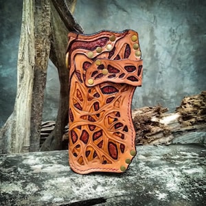 Monster Spooky Carved Wallet, Carving Skull Long Wallet, Motorcycle ...
