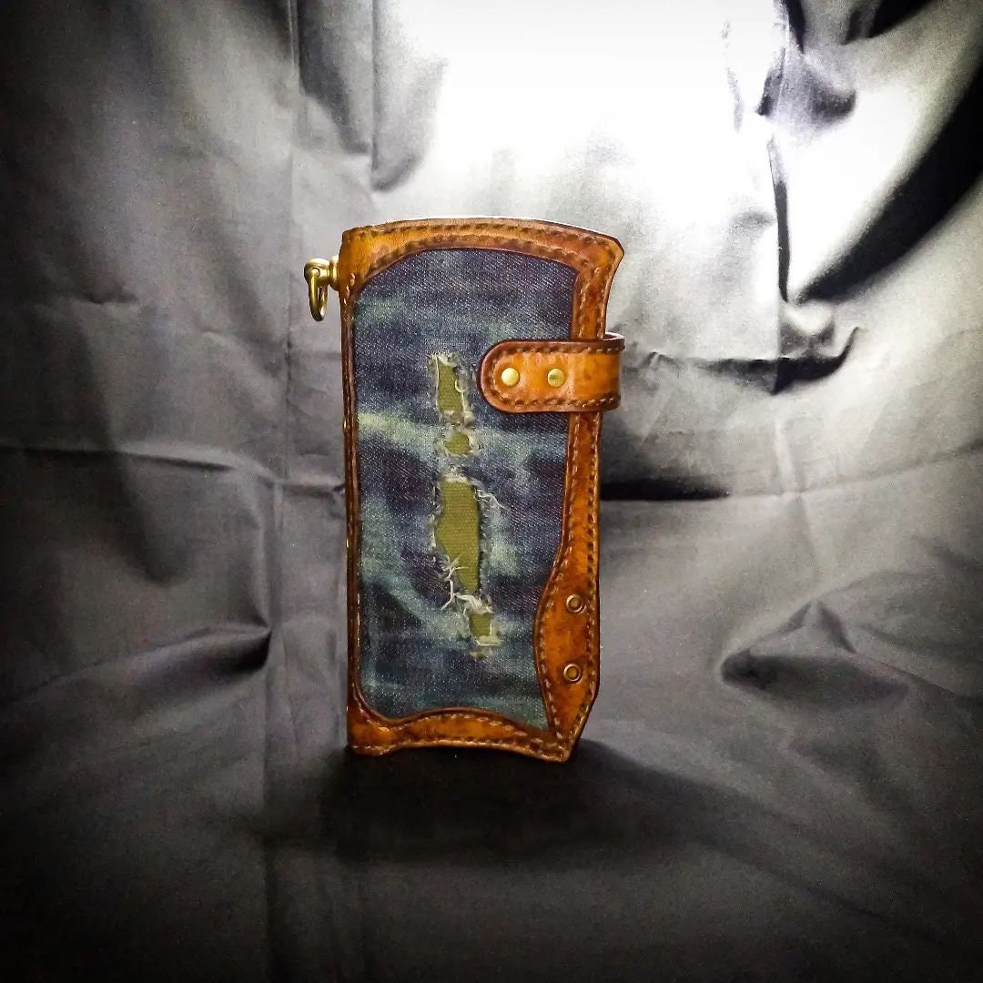 Leather Long Wallet for Men, Tooled Motorcycle Wallet, Trucker Stitched ...