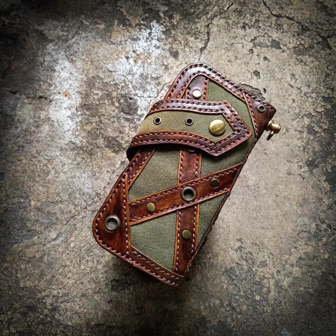 Handmade Tooled Leather Motorcycle Wallet: Zipper Trucker Biker Wallet ...