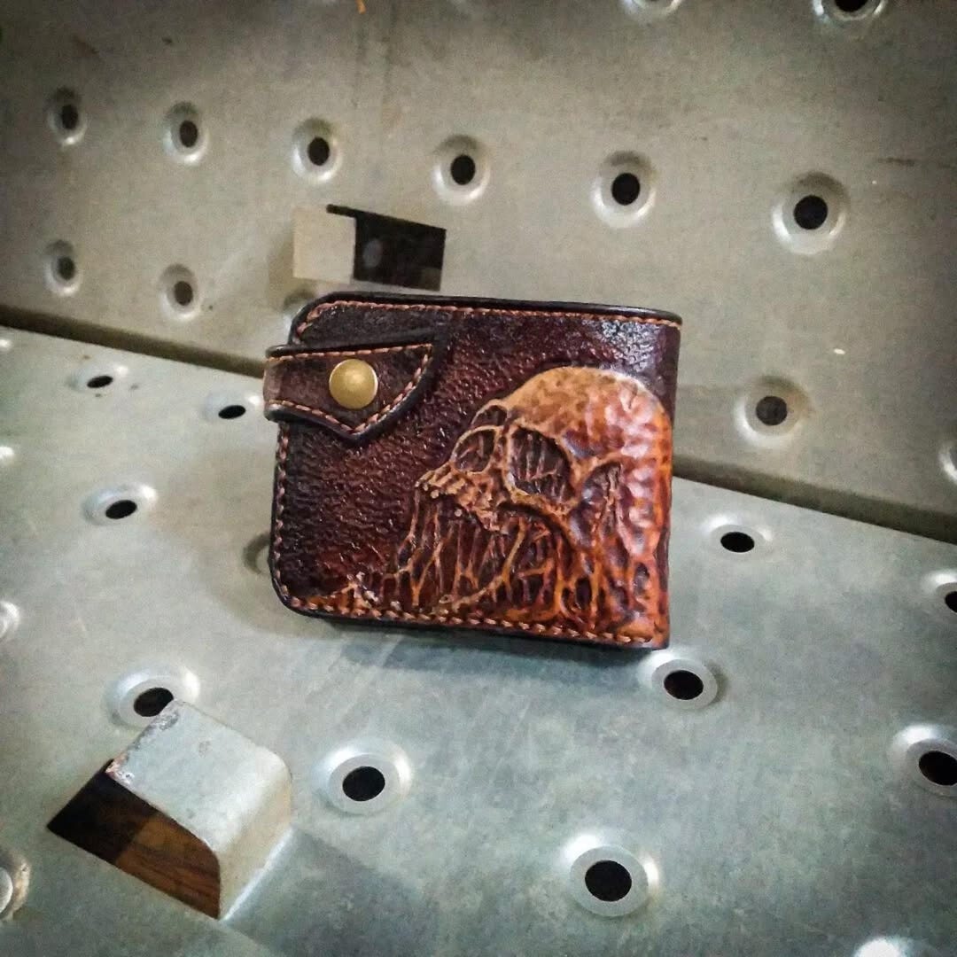 Unique Skull Scary Bifold Wallet, Biker Small Wallet for Men, Motor ...