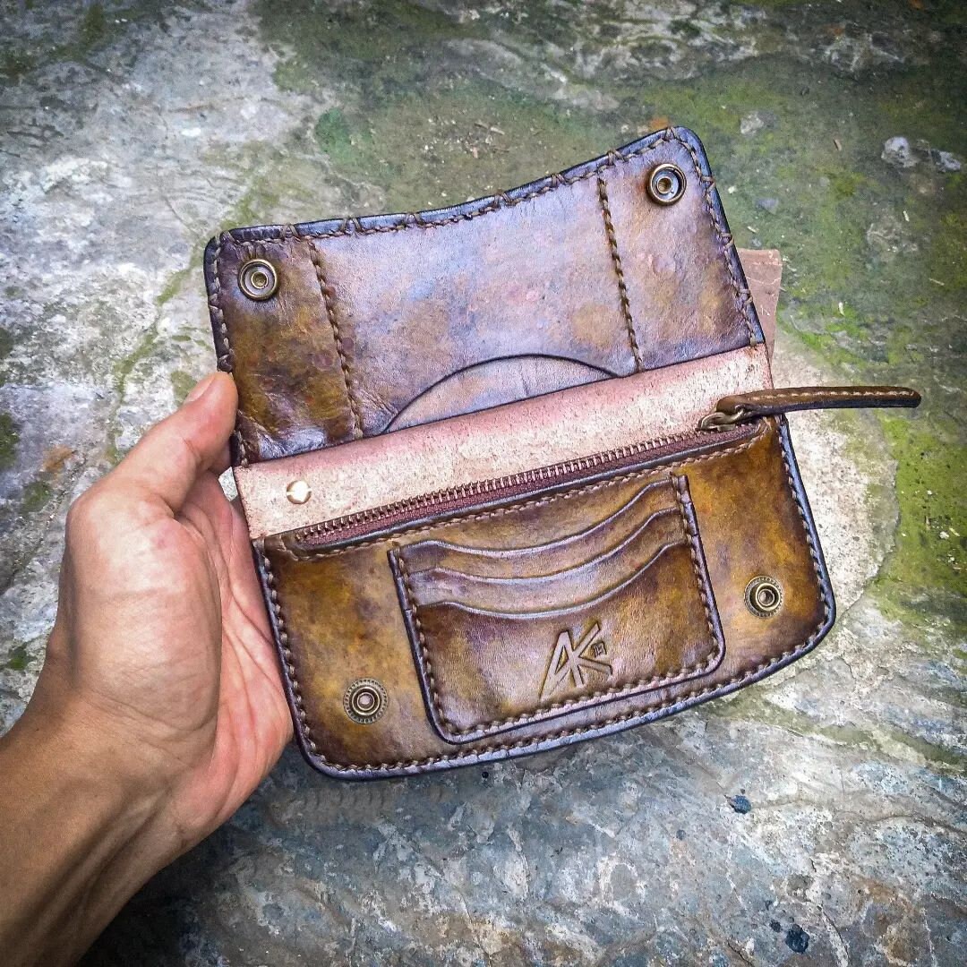 Leather Trucker Wallet Zipper Long Wallet Motorcycle Wallet - Etsy