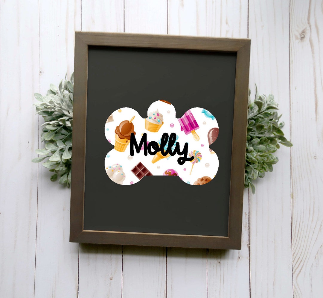 Ice Cream Dog Tag, Pink Dog Tag, Bone Heart Circle Dog Tag for Dog ...