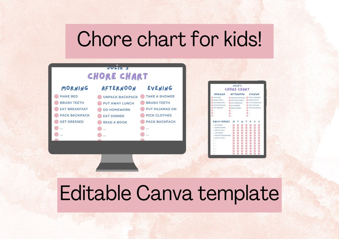 Daily Schedule for Kids Chore Chart Editable Canva Template - Etsy