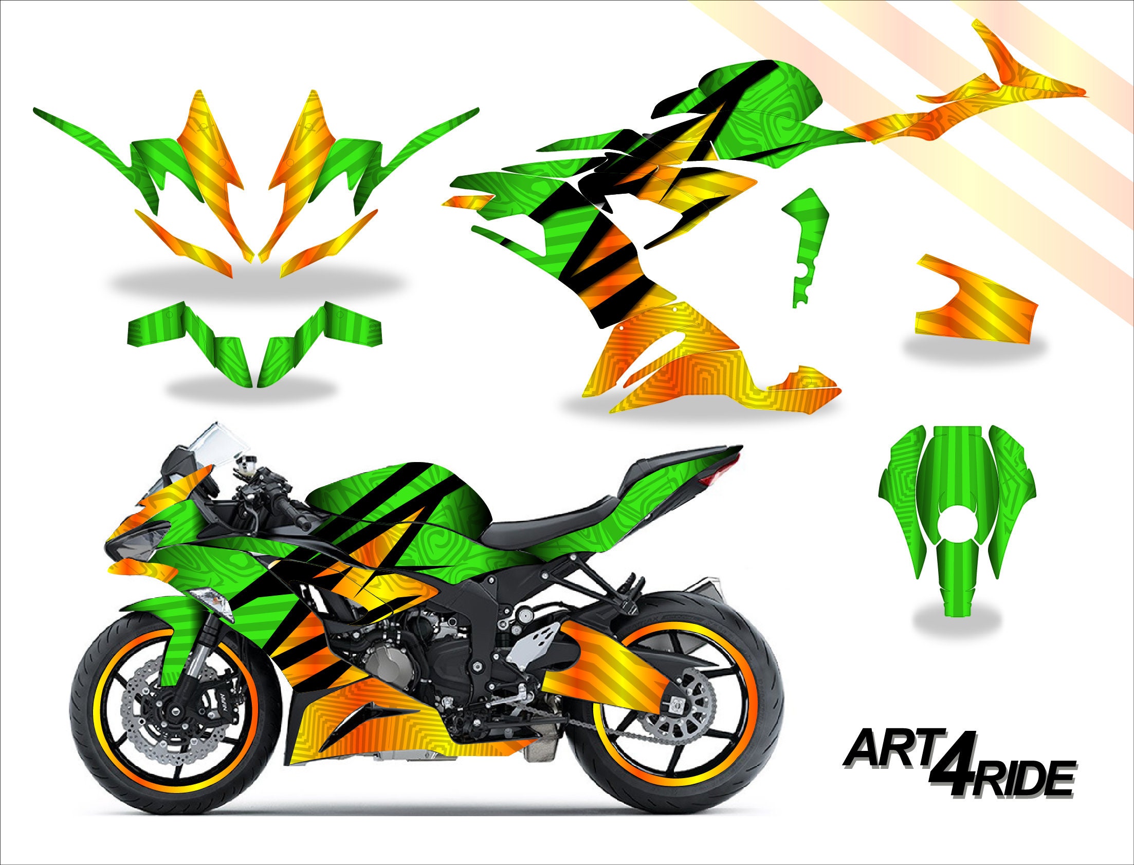 Graphics Kit KAWASAKI ZX6R 636 2019 2020 2021 2022 2023 Decals Stickers ...