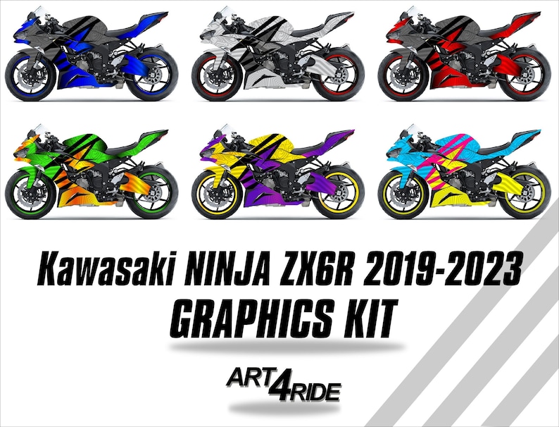 Graphics Kit KAWASAKI ZX6R 636 2019 2020 2021 2022 2023 Decals Stickers ...