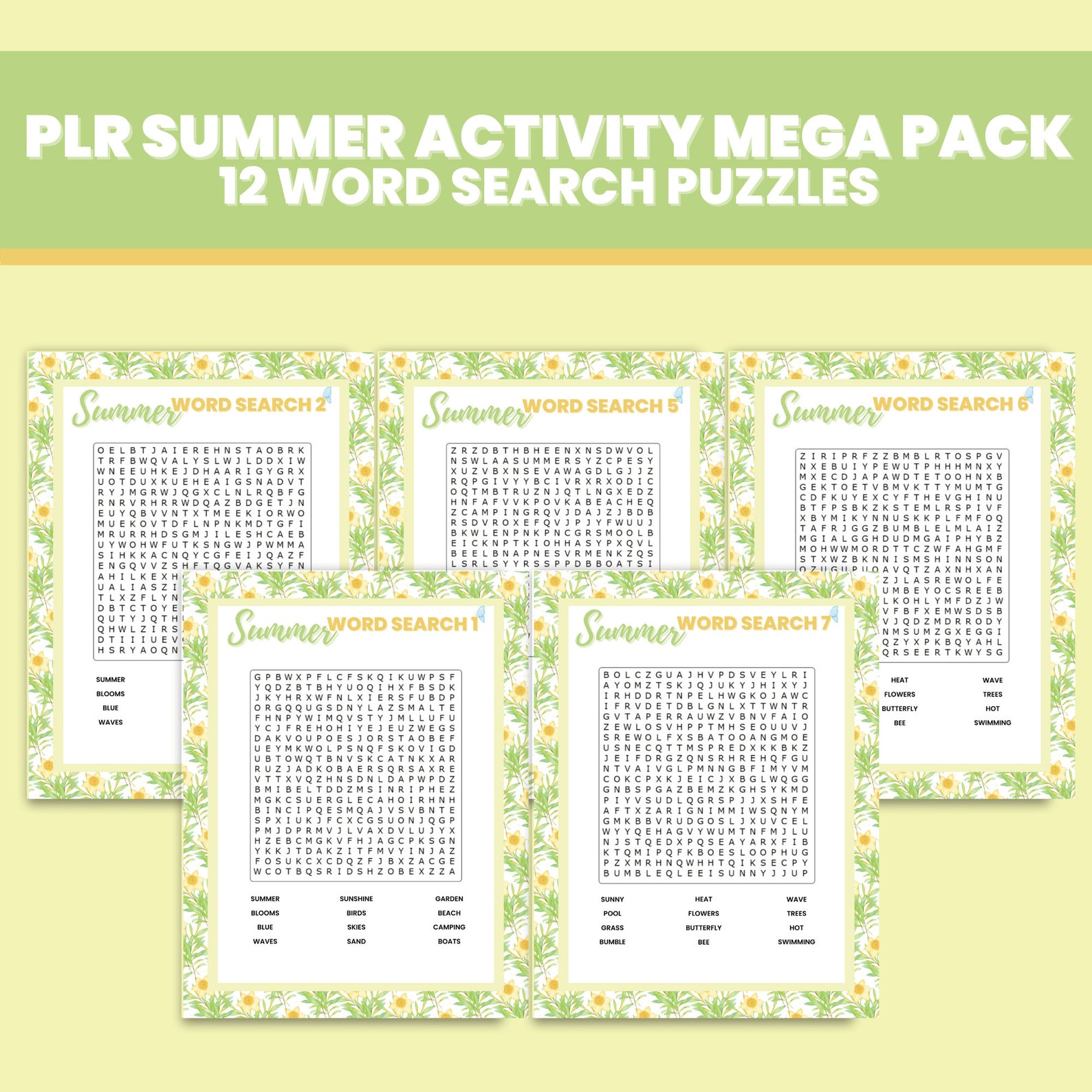 PLR Summer Activity Mega Pack Printable, Summer Word Search, Word ...