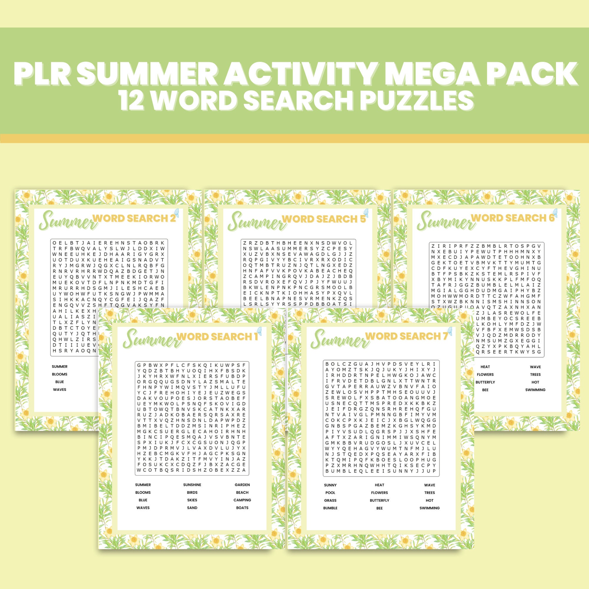 PLR Summer Activity Mega Pack Printable, Summer Word Search, Word ...