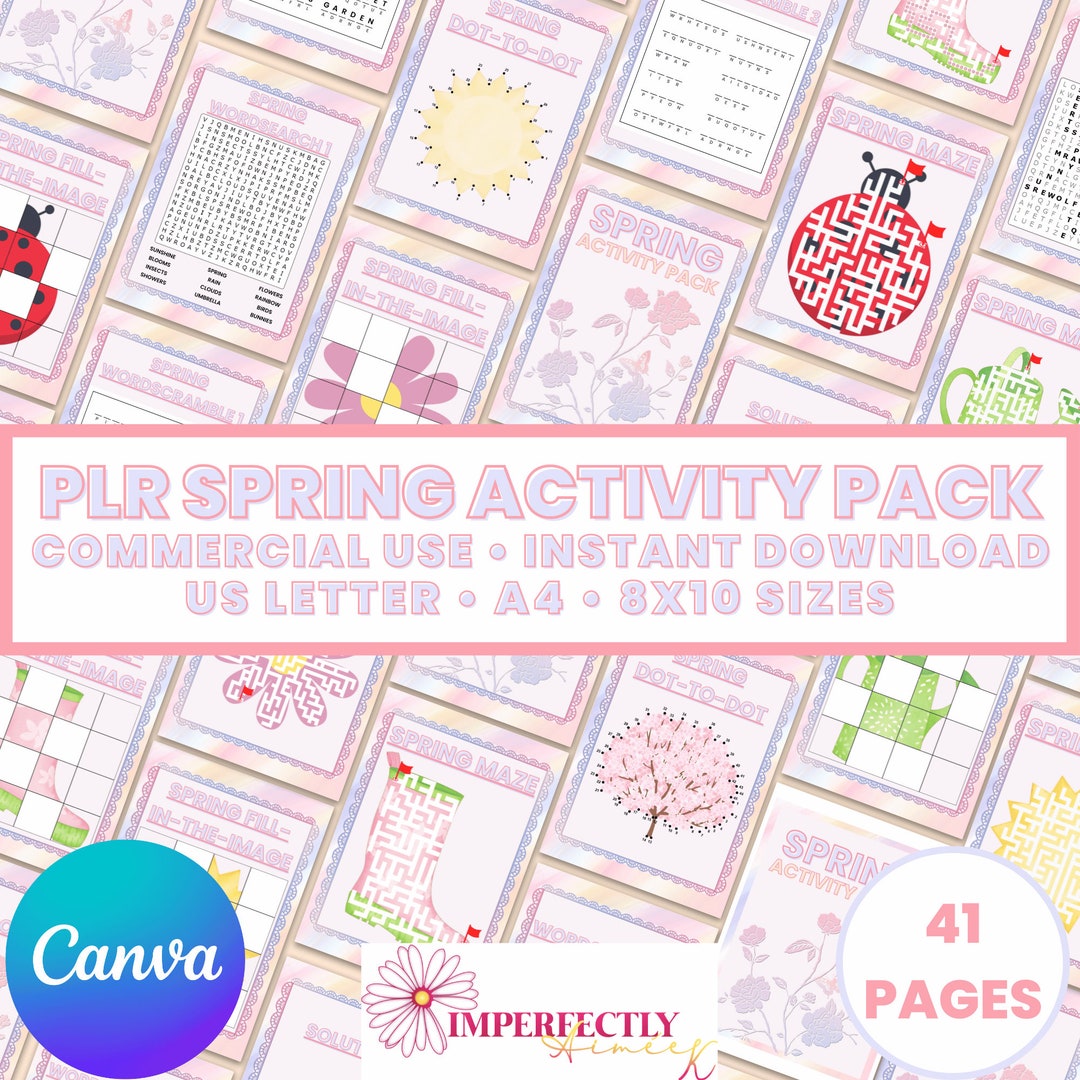PLR Spring Activity Pack Printable, Spring Word Search, Word Scramble ...