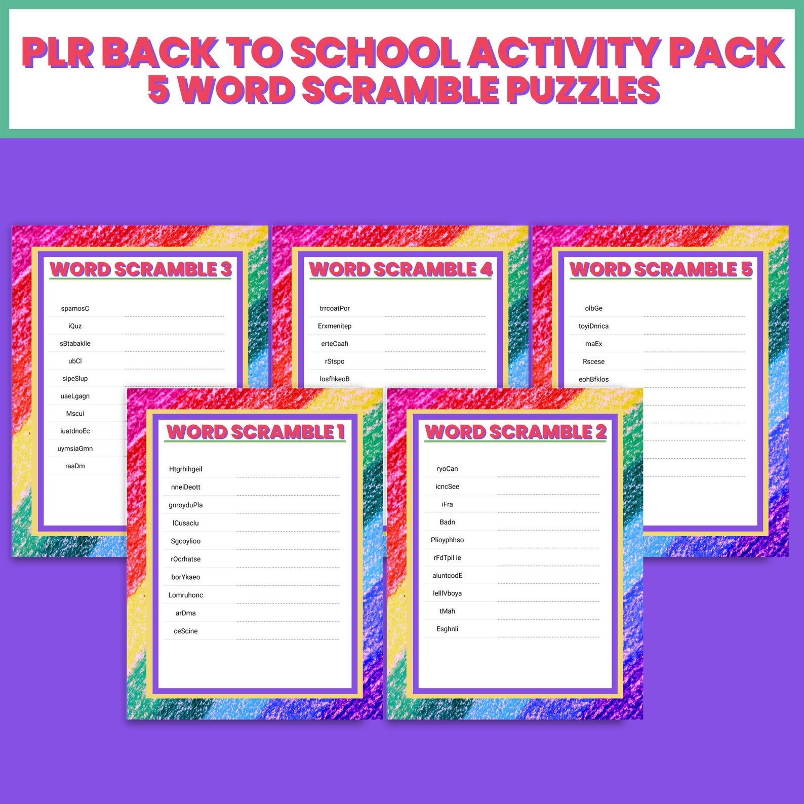 PLR Back to School Activity Pack Commercial Use Templates, Printable ...