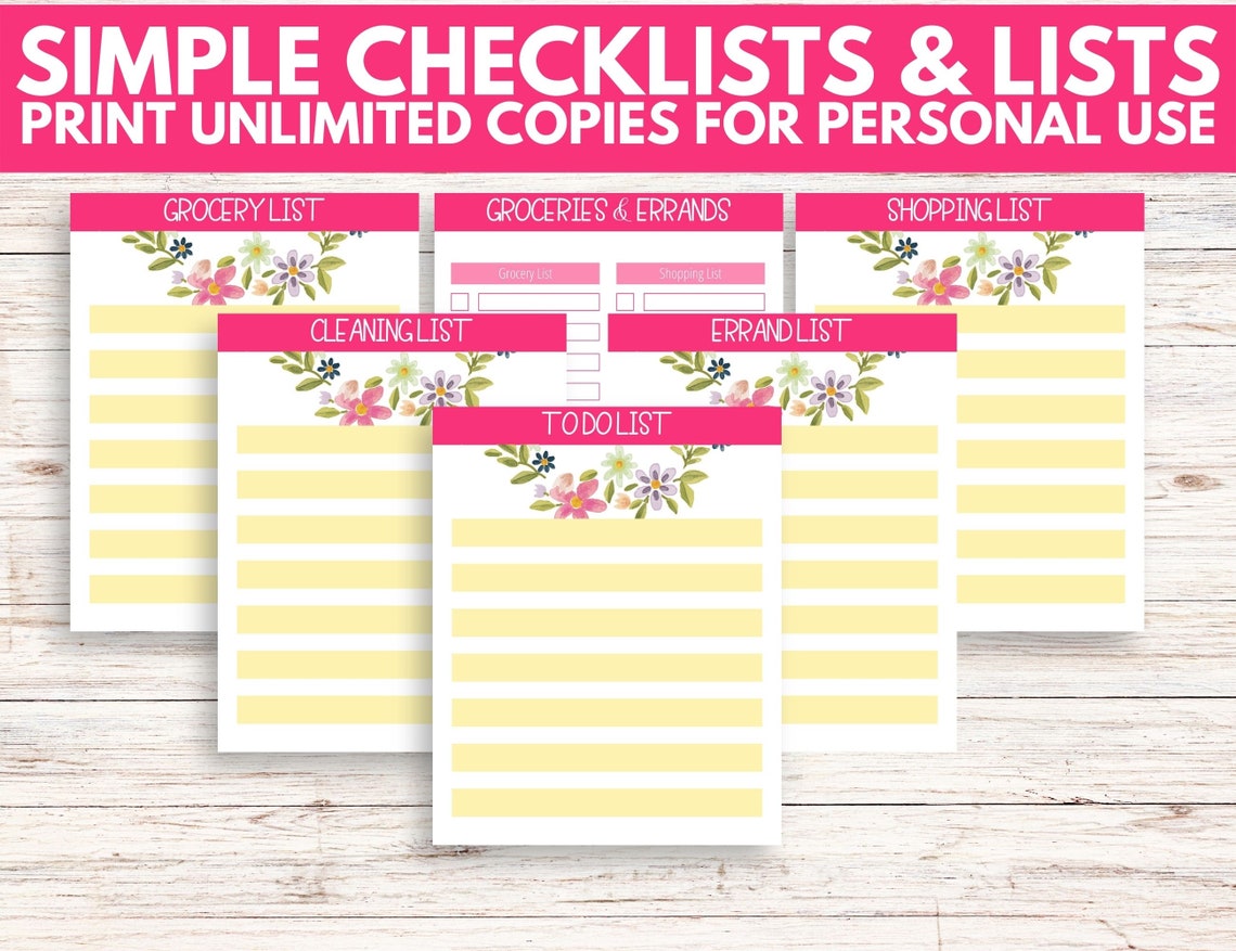 Simple Checklists and Lists Printable List Printable - Etsy Canada