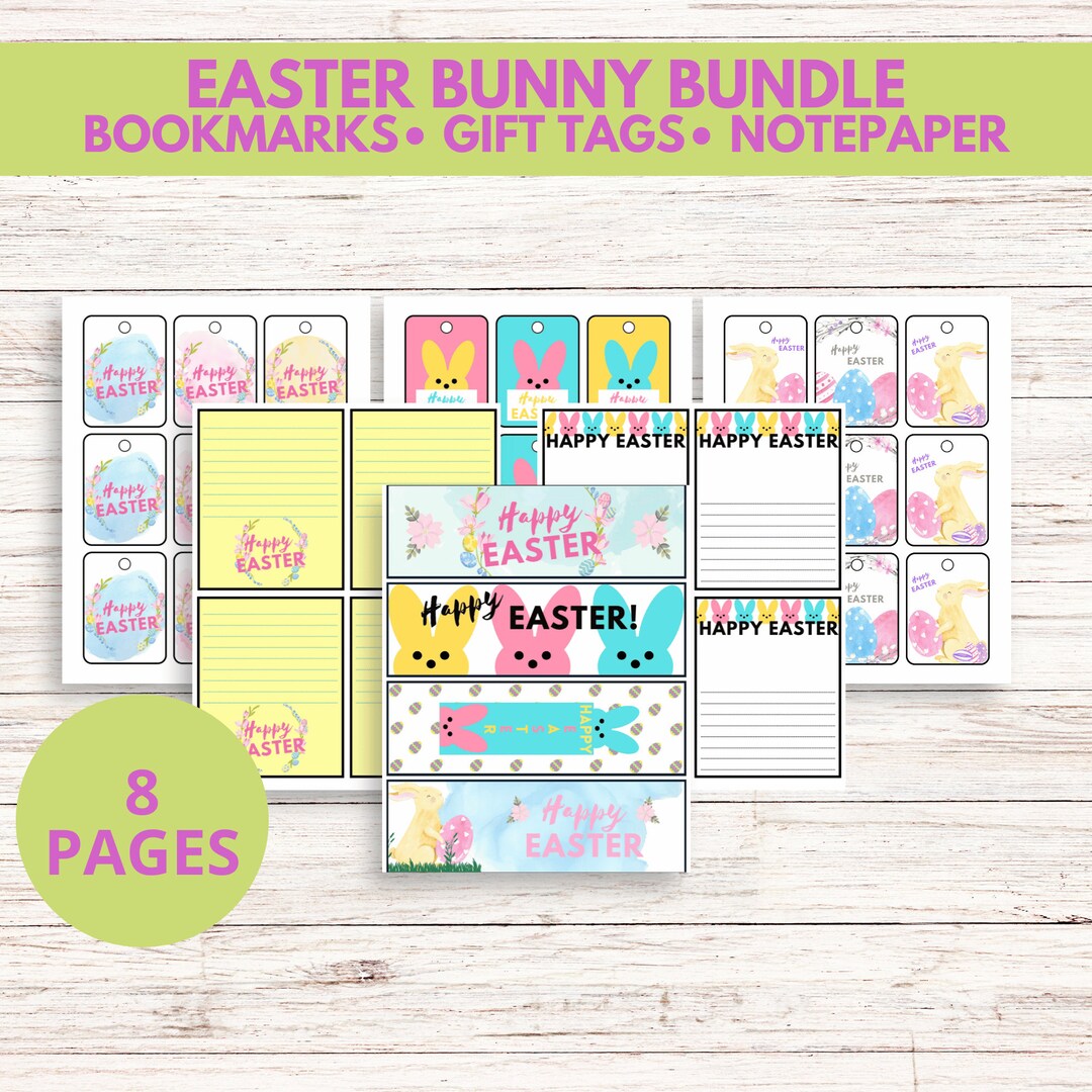 Printable Easter Bunny Pack- Gift Tags Easter- Printable Bookmark ...
