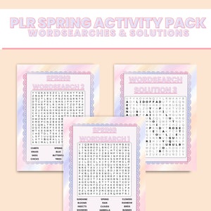 PLR Spring Activity Pack Printable, Spring Word Search, Word Scramble ...