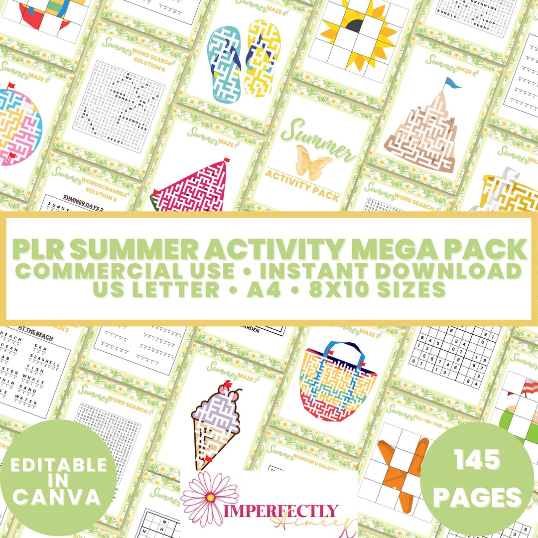 PLR Summer Activity Mega Pack Printable, Summer Word Search, Word ...