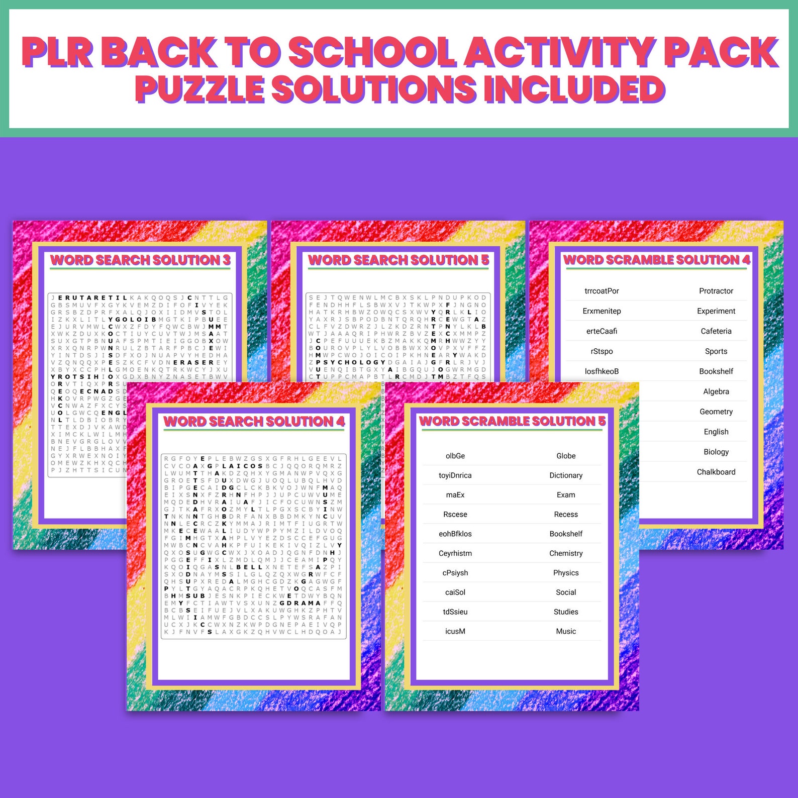 PLR Back to School Activity Pack Commercial Use Templates, Printable ...