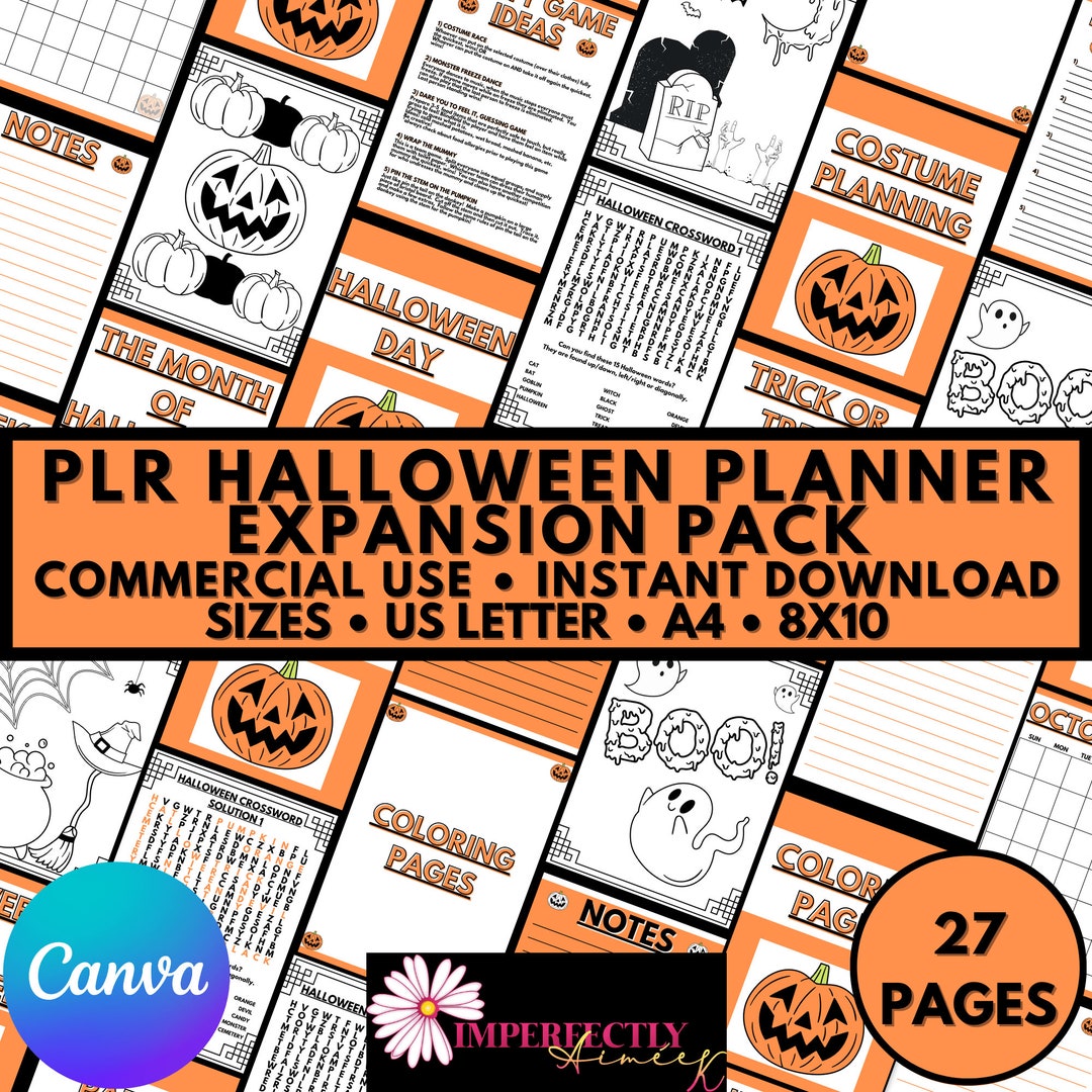 PLR Halloween Planner Expansion Pack Printable Halloween Party Games ...