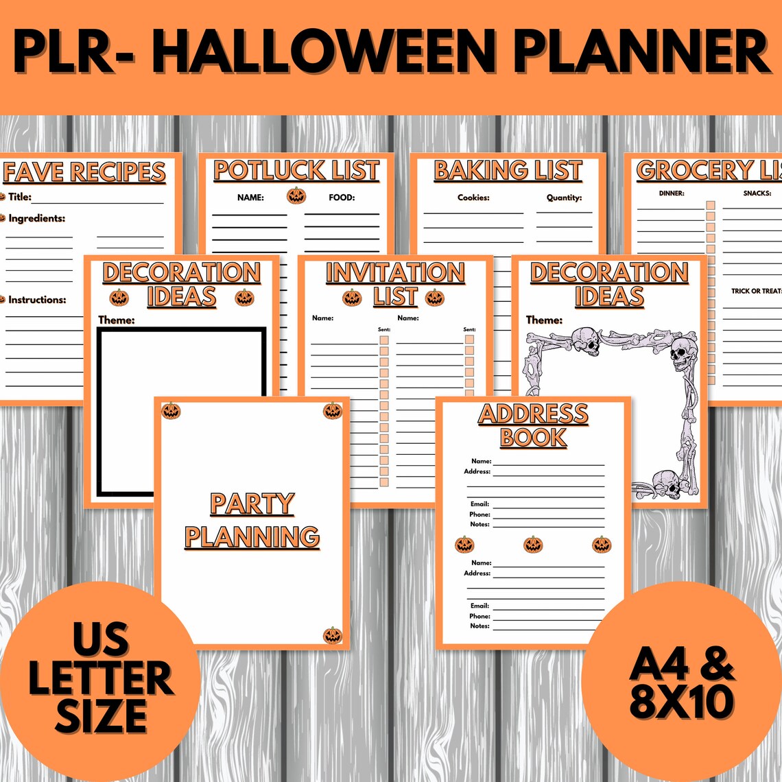 PLR Halloween Planner Printable PLR Commercial Use Party Planner ...