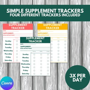 PLR Printable Simple Supplement Trackers Supplement Pill Dose Log Daily ...