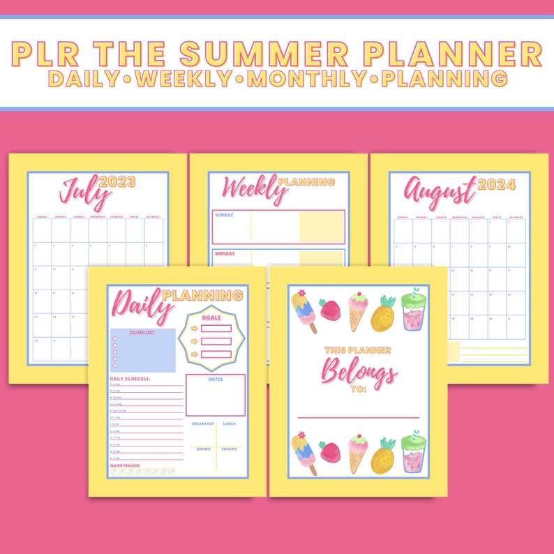 PLR Summer Printable Planner, Commercial Use Template, Summer Habit ...
