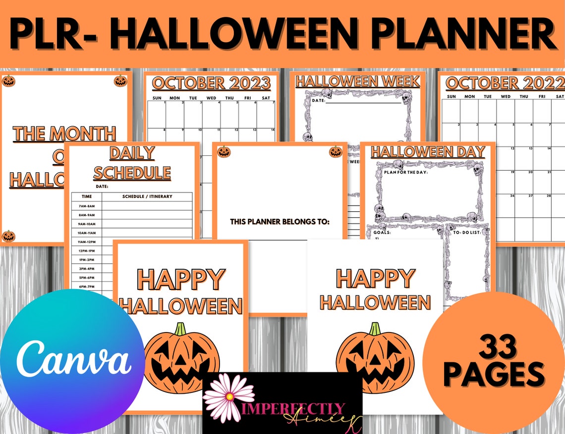 PLR Halloween Planner Printable PLR Commercial Use Party - Etsy