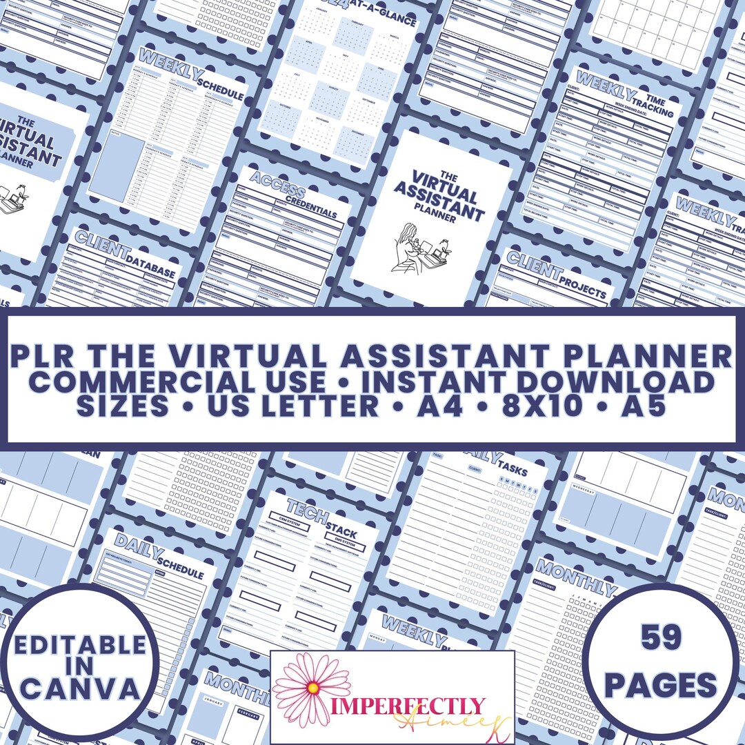 PLR the Virtual Assistant Planner, Client Record Book, Daily, Weekly ...