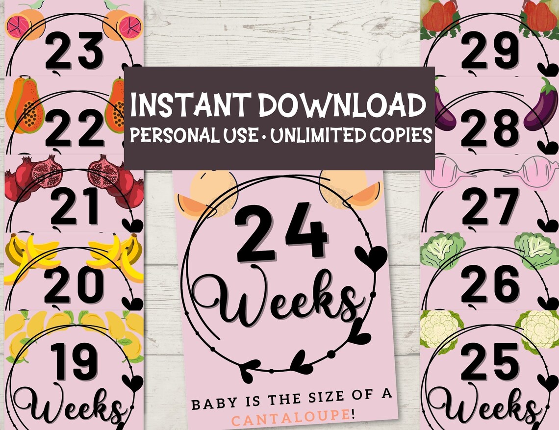 Printable Pregnancy Milestone Sign Bundle Week by Week | Etsy