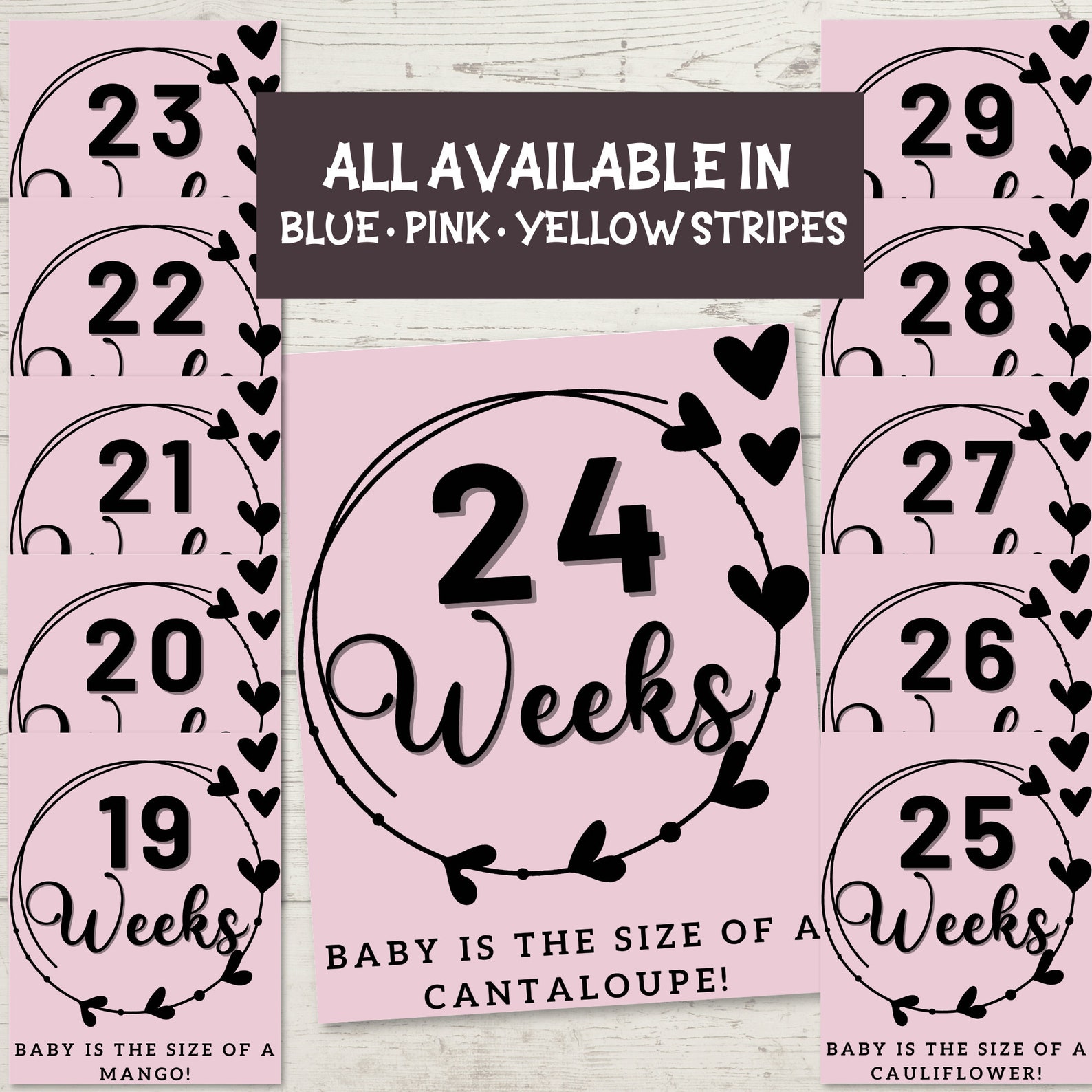 Printable Pregnancy Milestone Sign Bundle- Week by Week Pregnancy Signs ...
