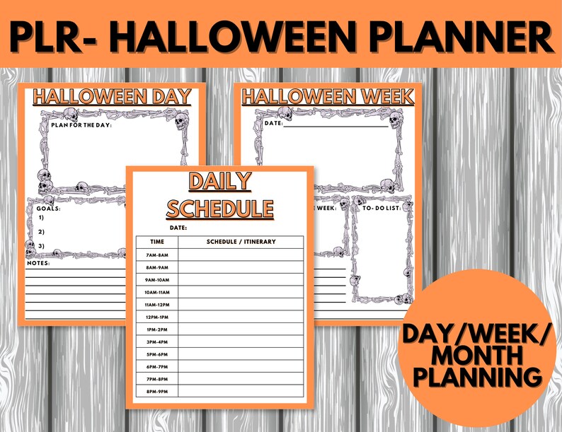 PLR Halloween Planner Printable PLR Commercial Use Party - Etsy