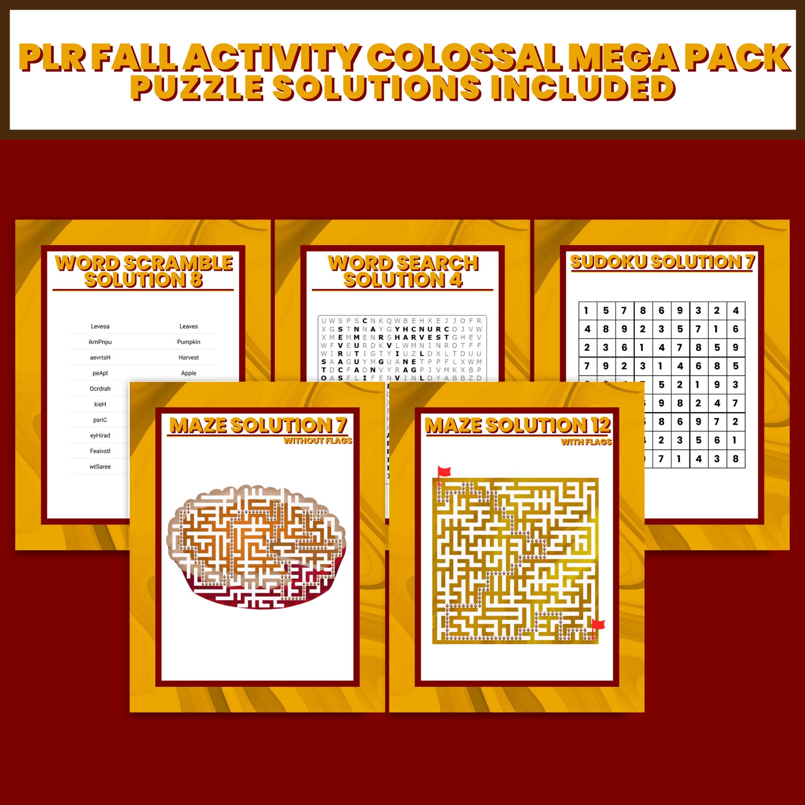 PLR Fall Activity Pack Commercial Use Templates, Autumn Printable ...