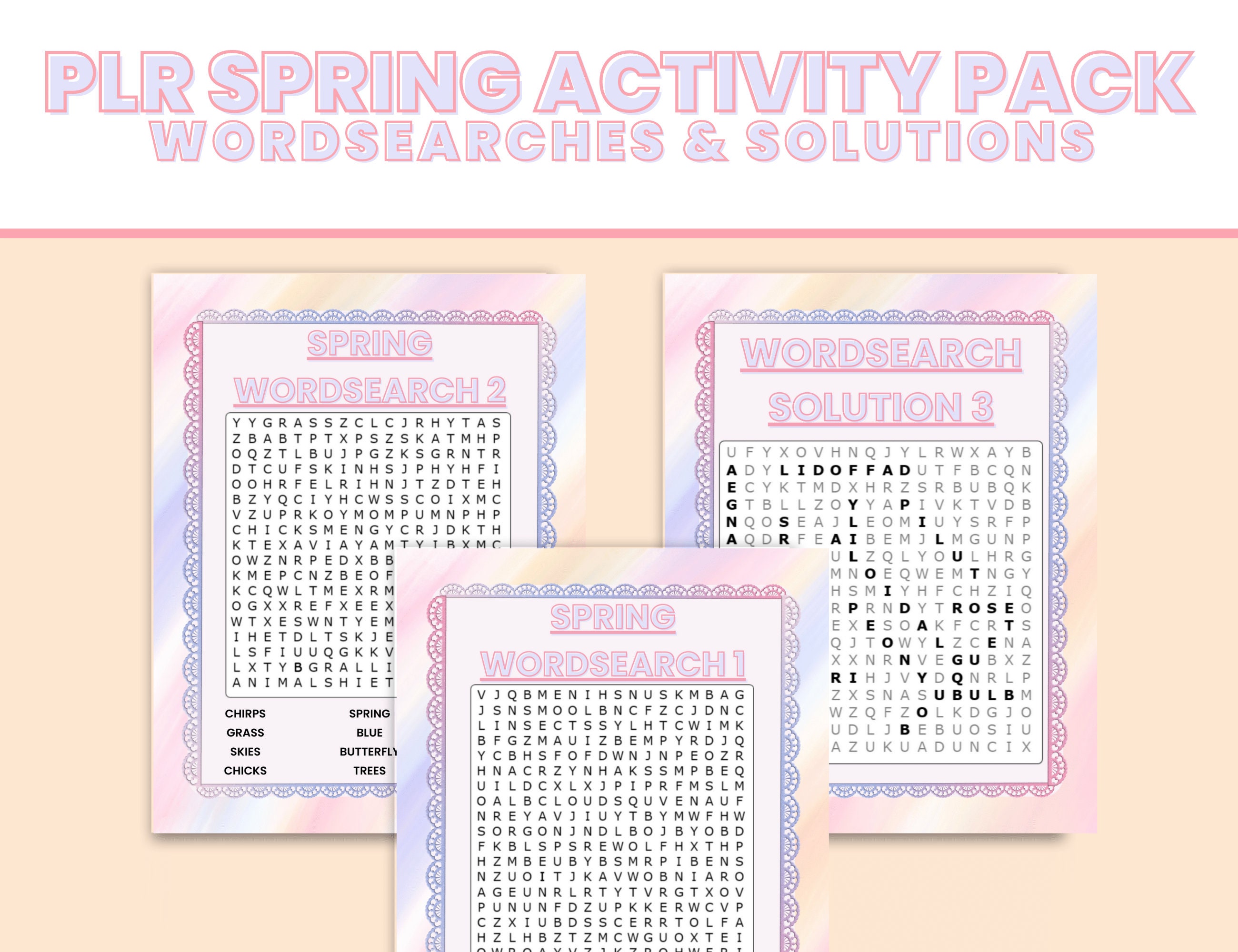 PLR Spring Activity Pack Printable Spring Word Search Word - Etsy Canada