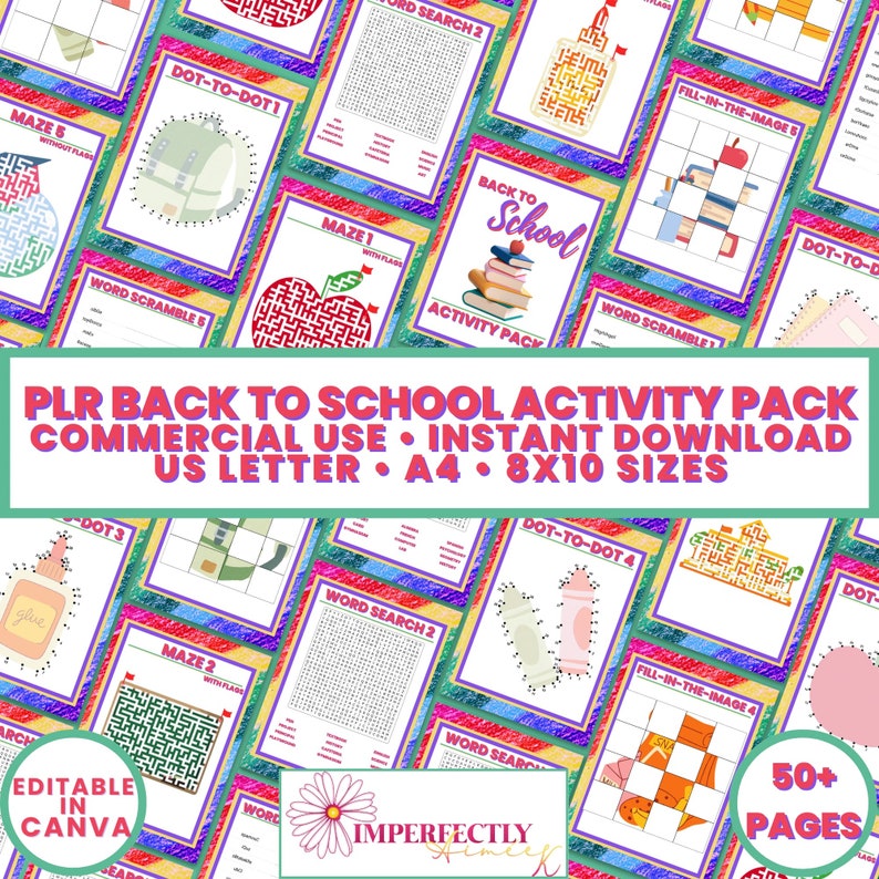 PLR Back to School Activity Pack Commercial Use Templates, Printable ...