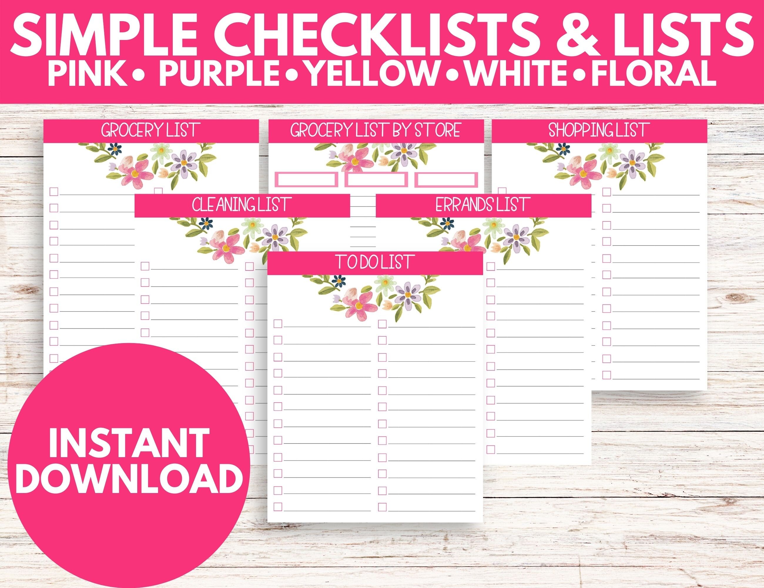 Simple Checklists and Lists Printable List Printable - Etsy Canada