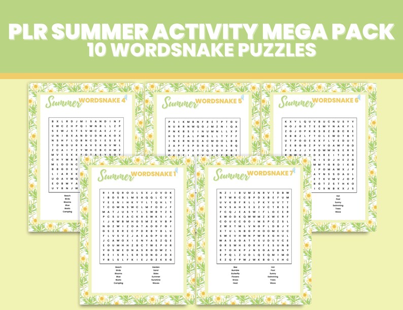PLR Summer Activity Mega Pack Printable Summer Word Search - Etsy