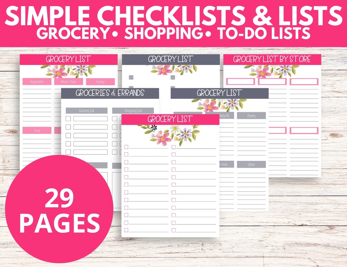 Simple Checklists and Lists Printable List Printable - Etsy Canada