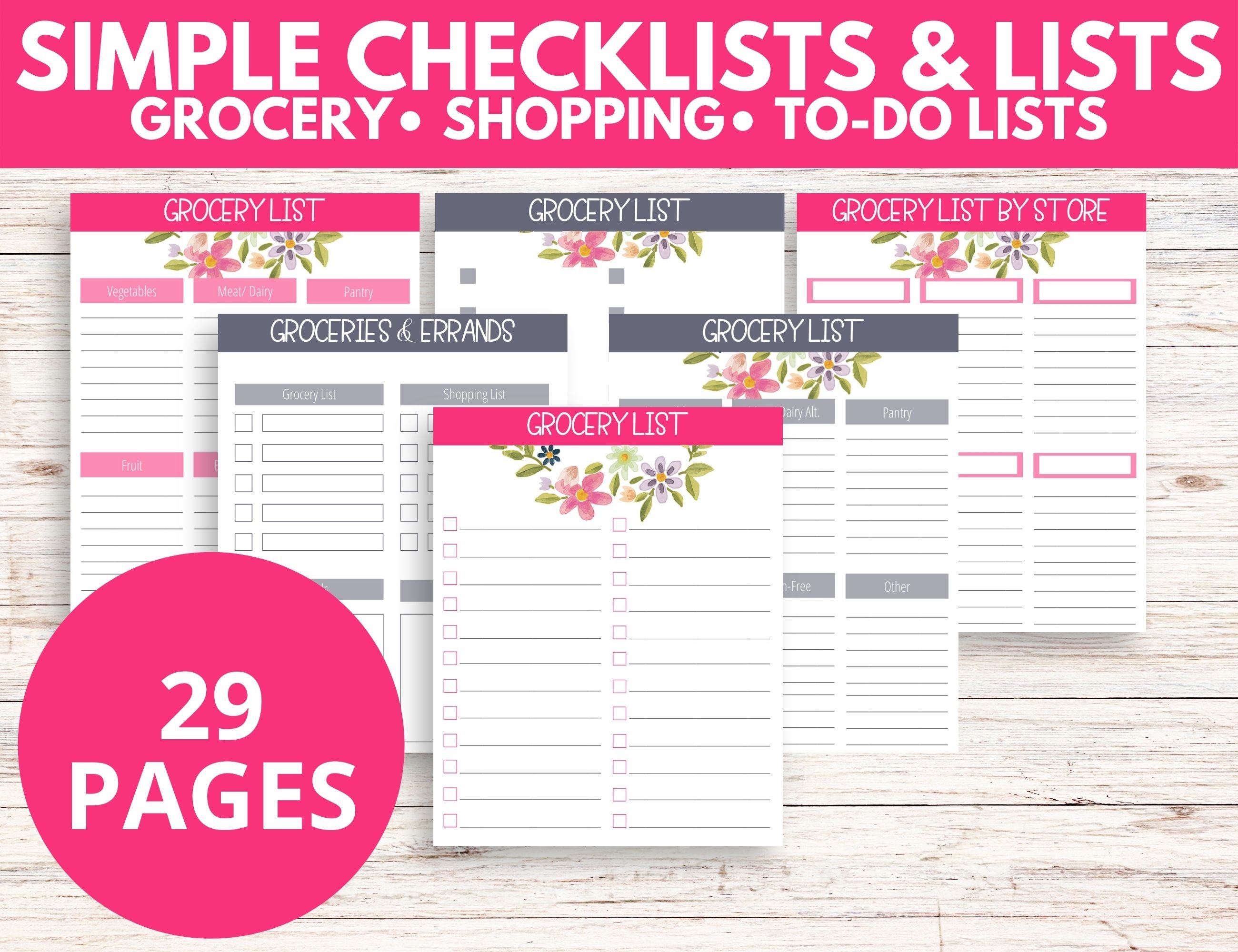 Simple Checklists and Lists Printable List Printable - Etsy Canada