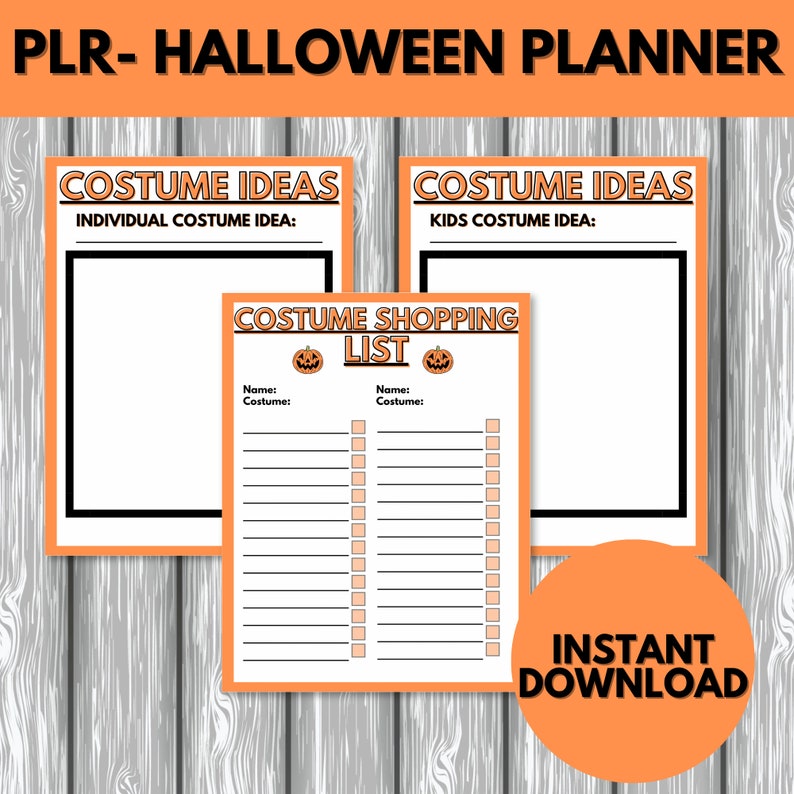 PLR Halloween Planner Printable PLR Commercial Use Party Planner ...