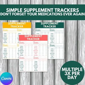 PLR Printable Simple Supplement Trackers Supplement Pill Dose Log Daily ...