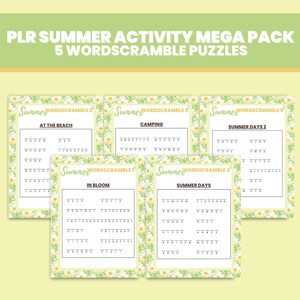 PLR Summer Activity Mega Pack Printable, Summer Word Search, Word ...