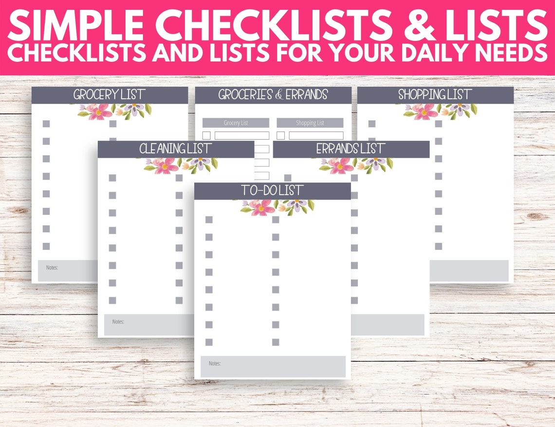 Simple Checklists and Lists Printable List Printable - Etsy Canada