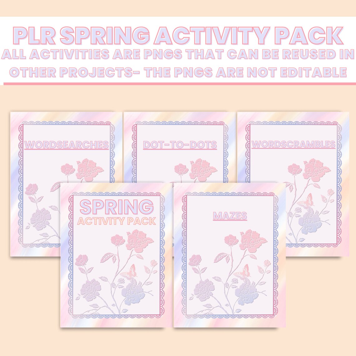 PLR Spring Activity Pack Printable, Spring Word Search, Word Scramble ...