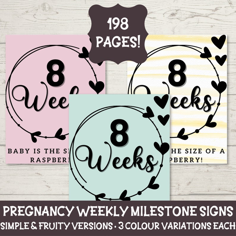 Printable Pregnancy Milestone Sign Bundle Week by Week Pregnancy Signs ...