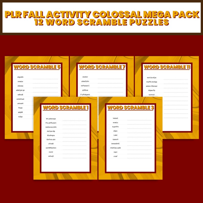 PLR Fall Activity Pack Commercial Use Templates, Autumn Printable ...