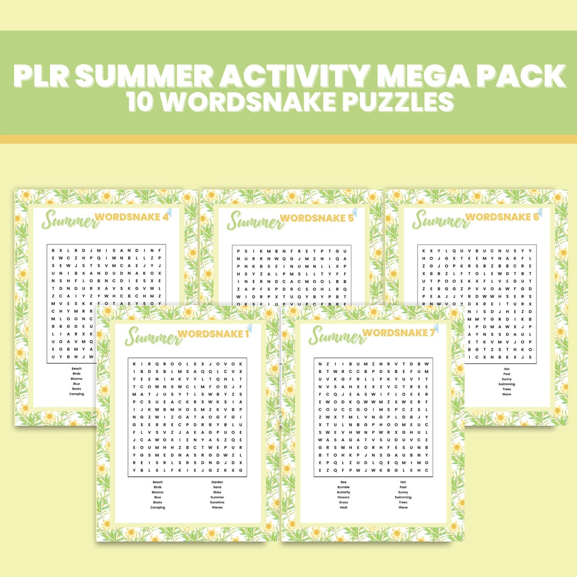 PLR Summer Activity Mega Pack Printable, Summer Word Search, Word ...
