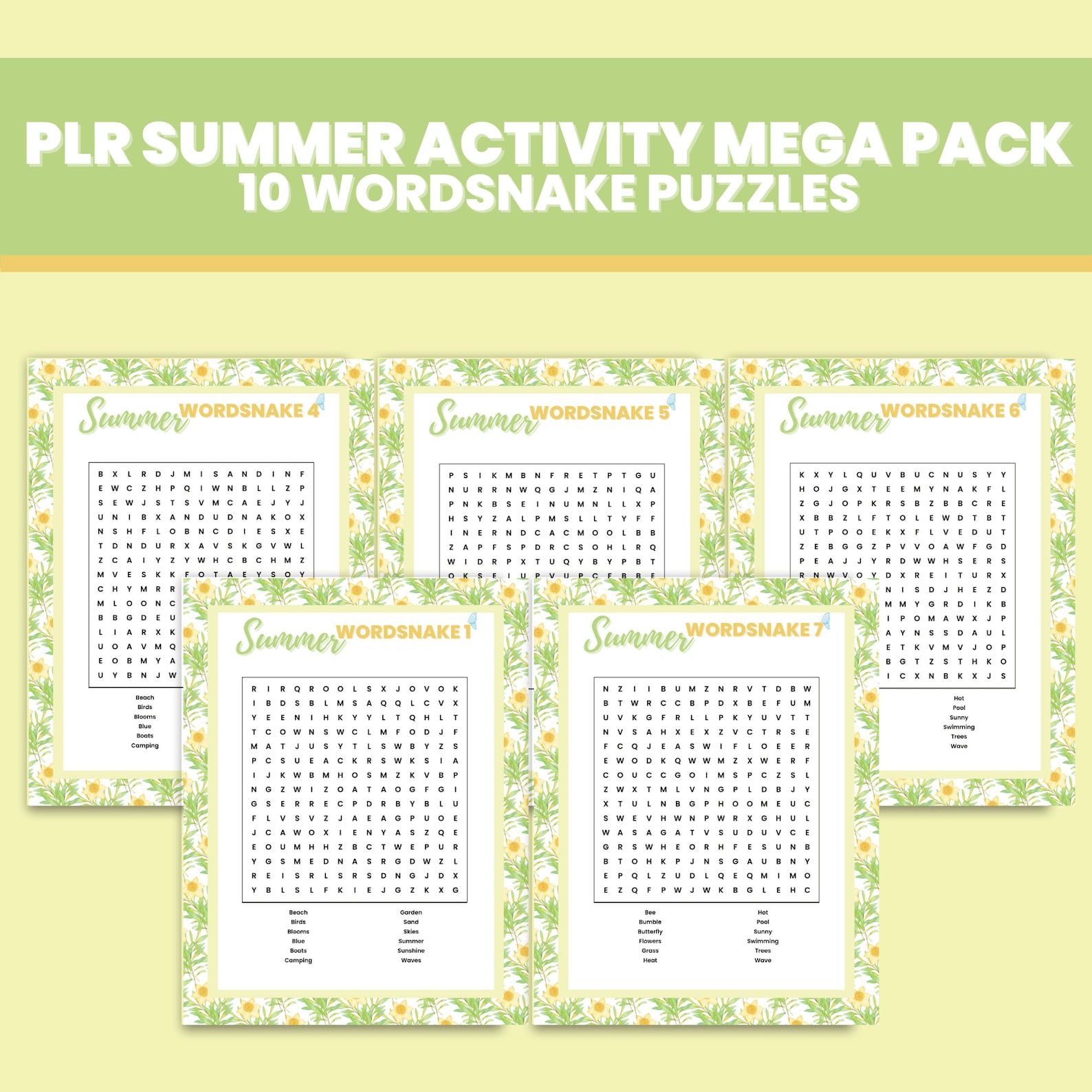 PLR Summer Activity Mega Pack Printable, Summer Word Search, Word ...