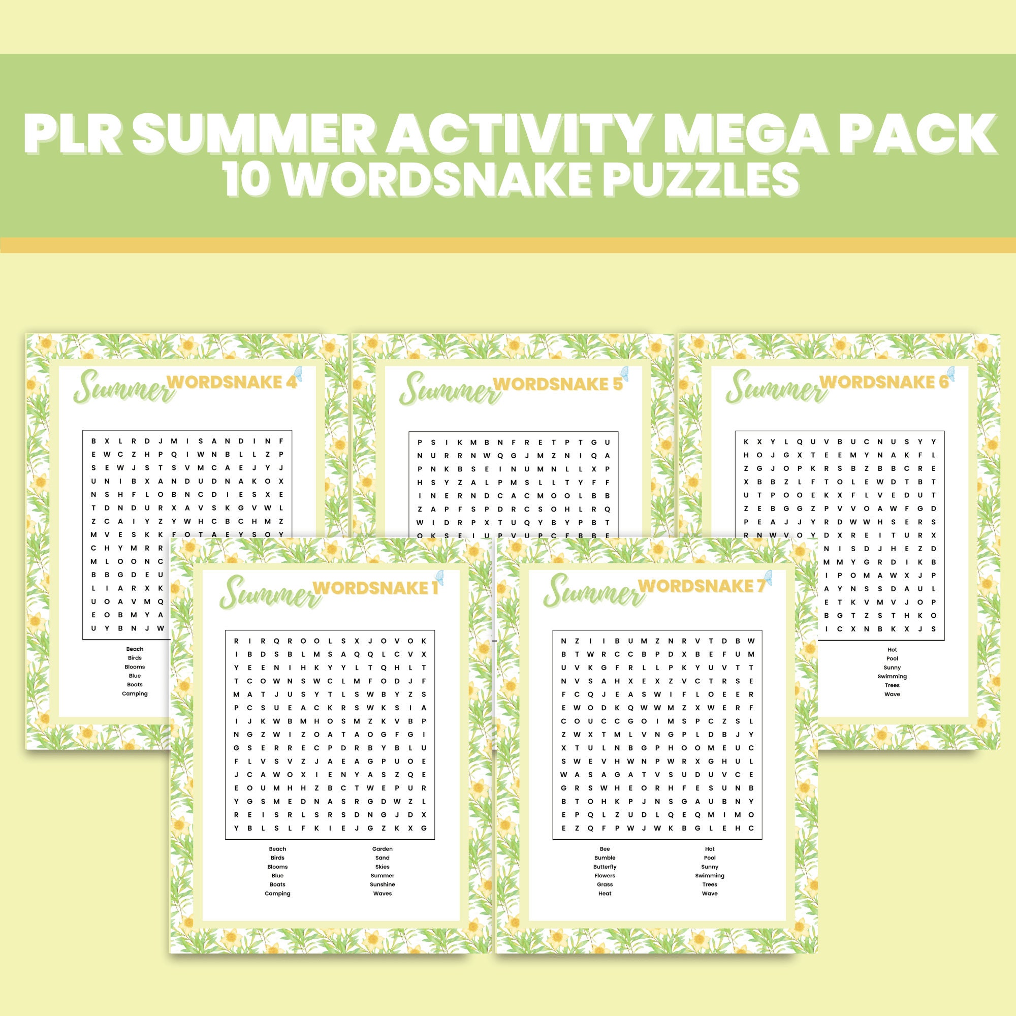PLR Summer Activity Mega Pack Printable, Summer Word Search, Word ...