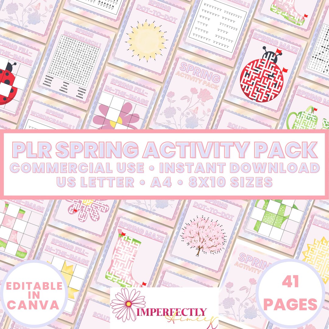 PLR Spring Activity Pack Printable, Spring Word Search, Word Scramble ...