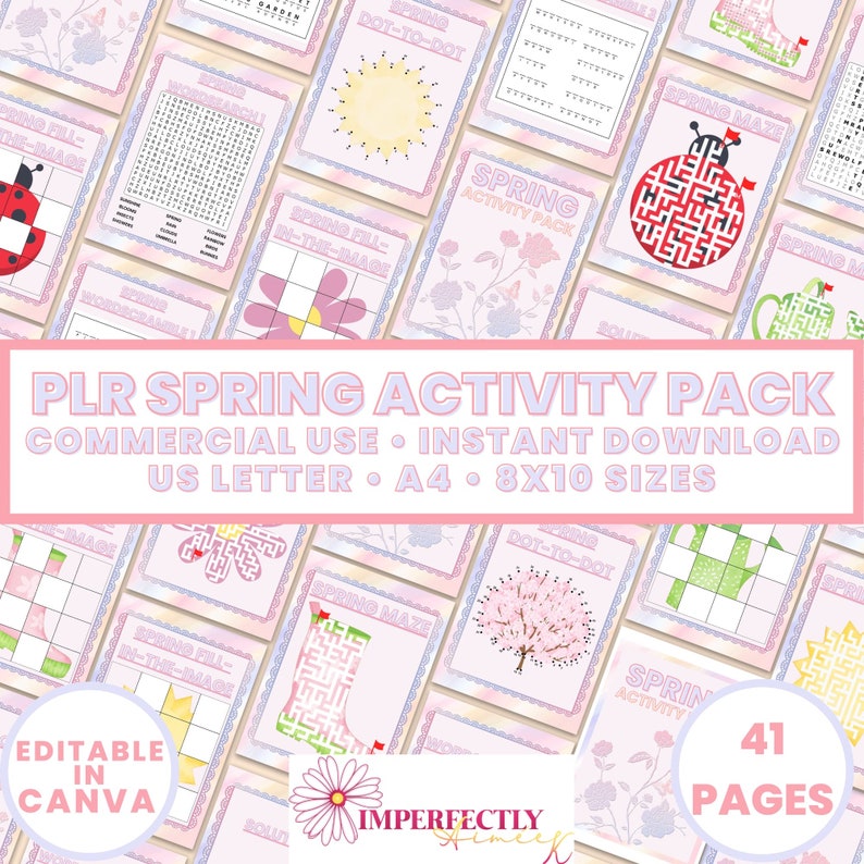 PLR Spring Activity Pack Printable, Spring Word Search, Word Scramble ...