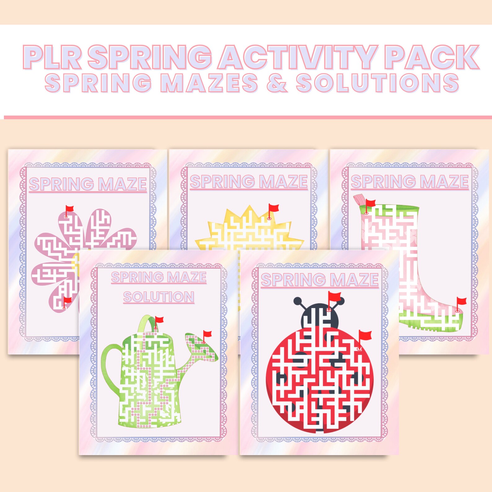 PLR Spring Activity Pack Printable, Spring Word Search, Word Scramble ...