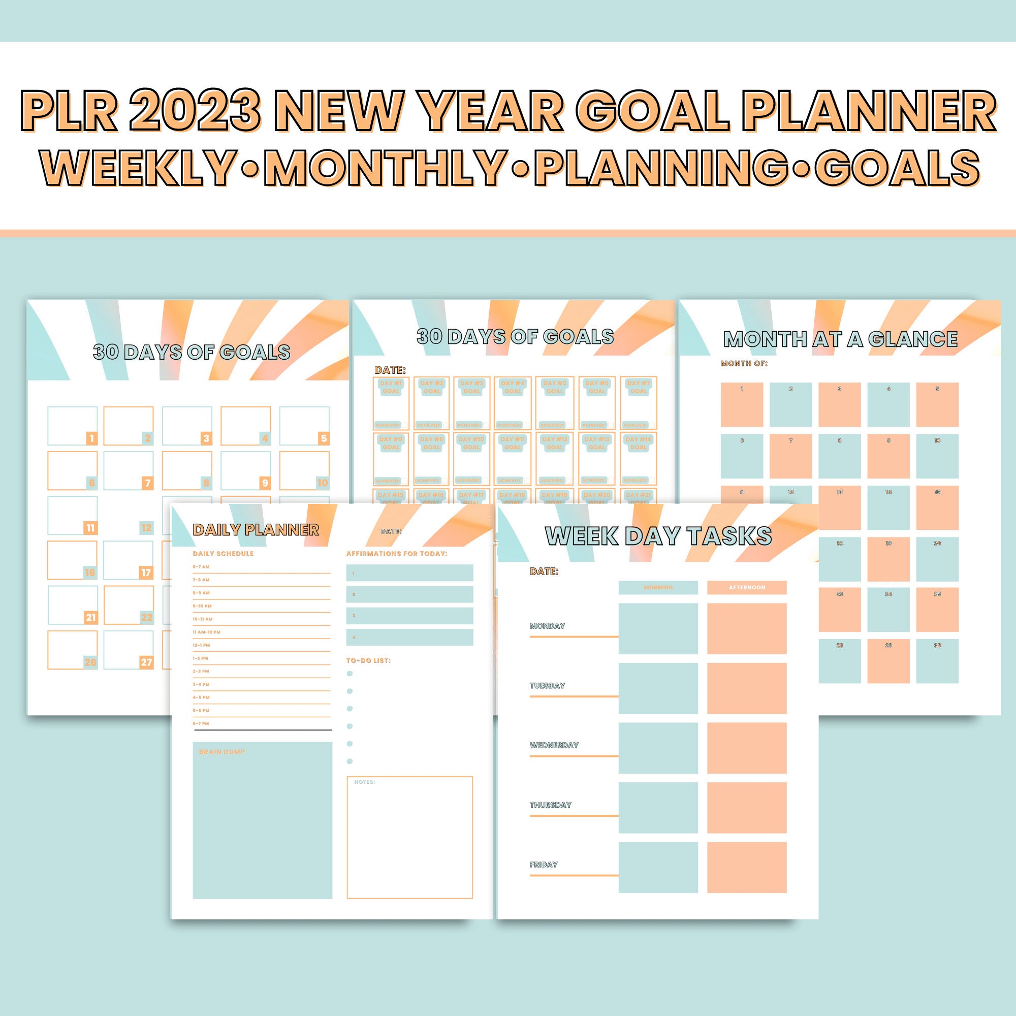 PLR 2023 New Year Goal Planner-printable Goal Setting Worksheet-2023 ...
