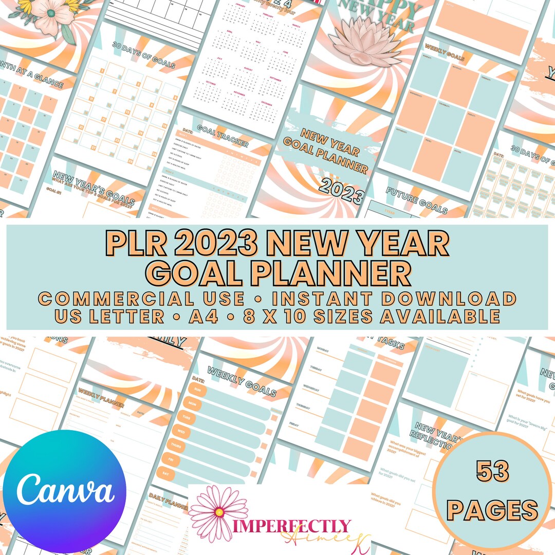 PLR 2023 New Year Goal Planner-printable Goal Setting Worksheet-2023 ...