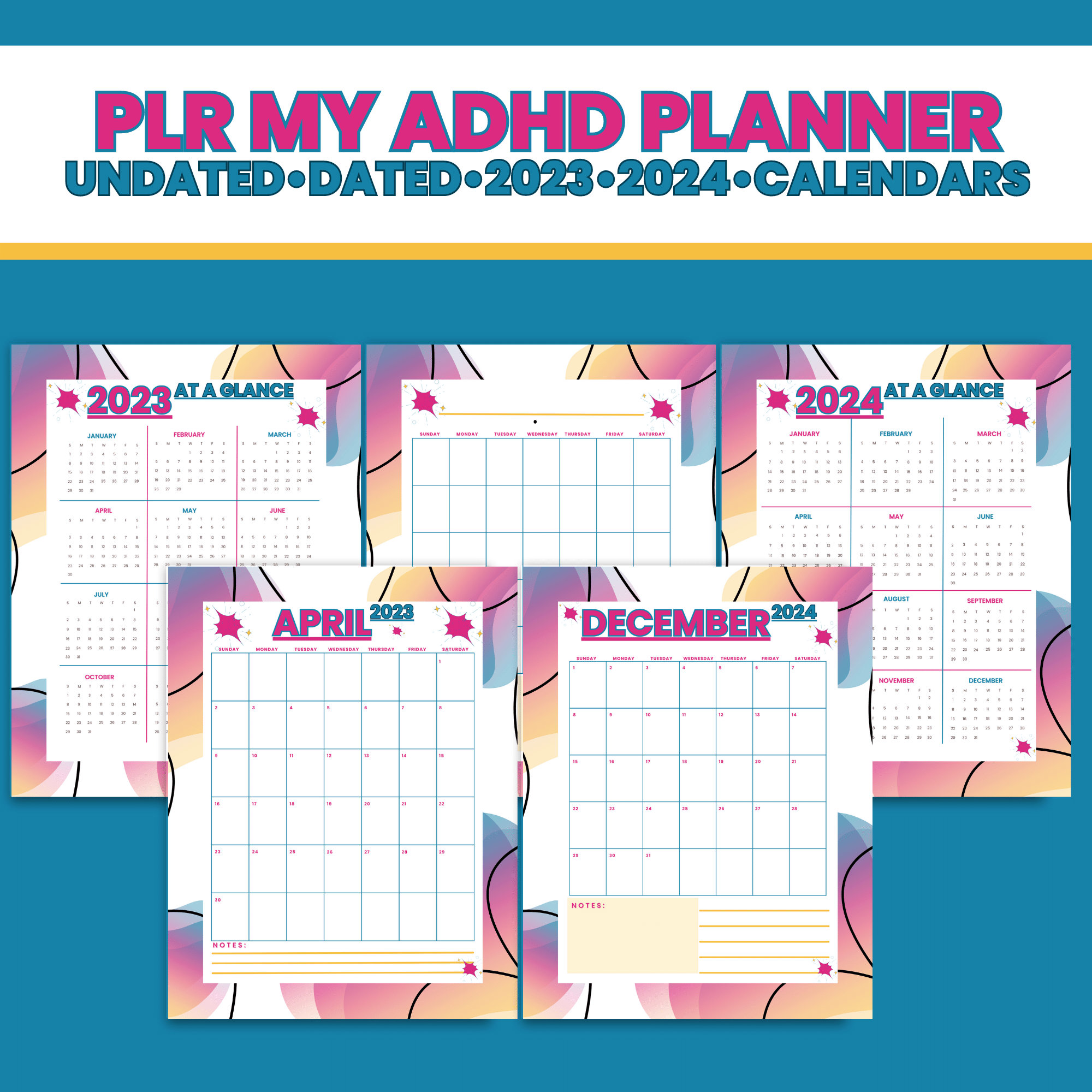 PLR My ADHD Planner Printable PDF, Commercial Use 2023 Daily Planner ...